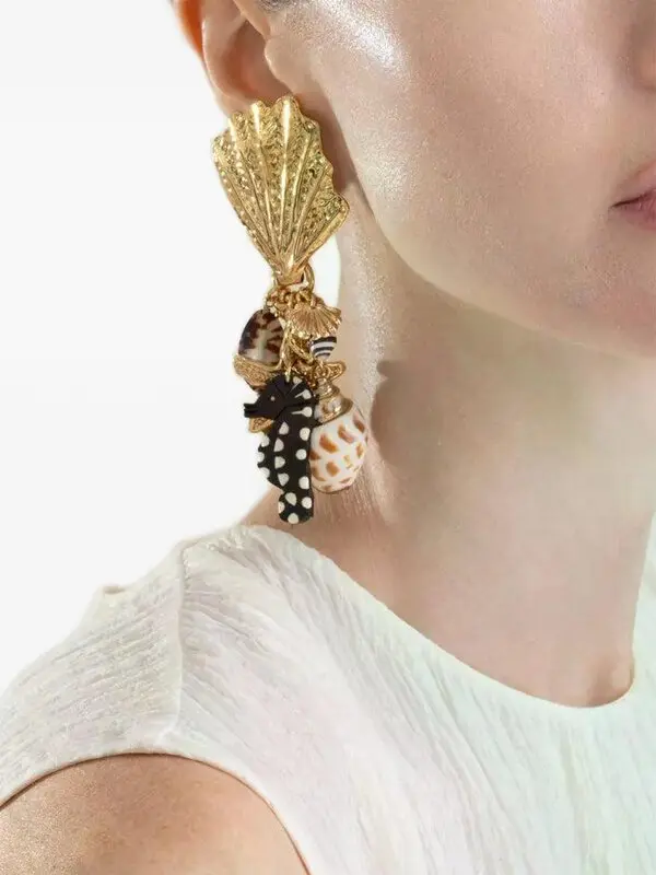 Gas Bijoux Shell Beach Charm Earrings - Gold