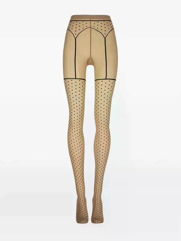 Wolford Polka-dot Garter-belt 20 Tights - White