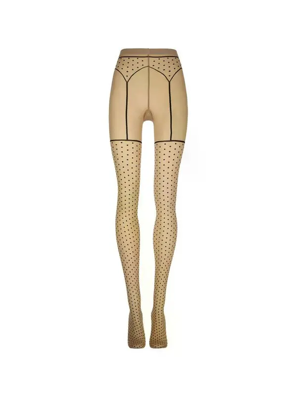 Wolford Polka-dot Garter-belt Tights - White
