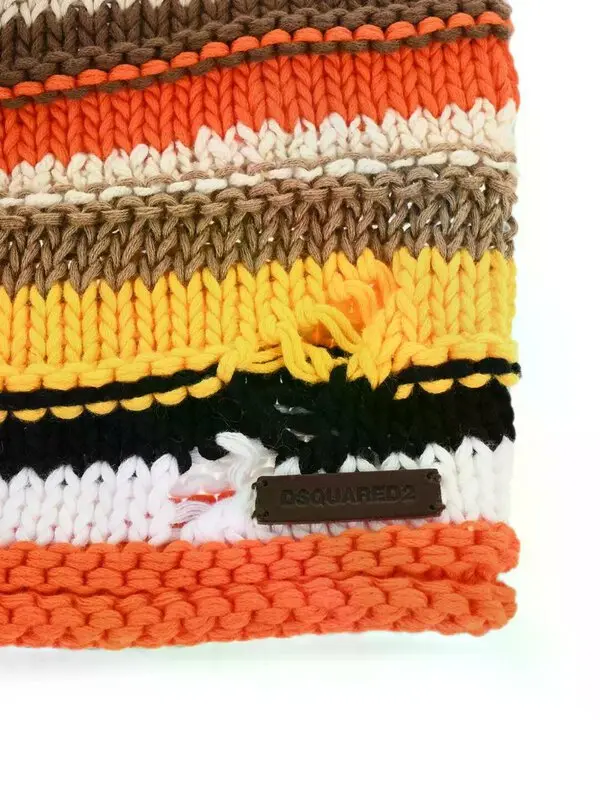 Dsquared2 Distressed Striped Beanie Hat