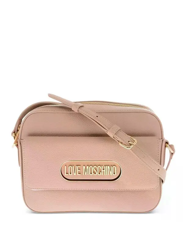 Moschino Logo Plaque Shoulder Bag - Neutrals