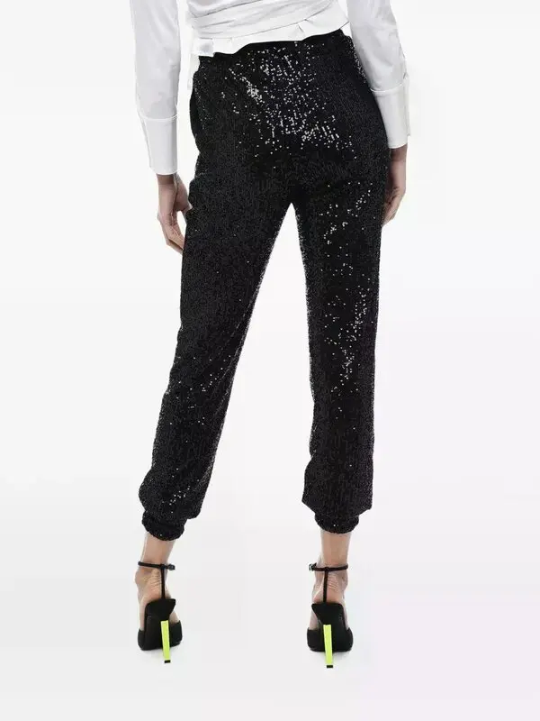 IN THE MOOD FOR LOVE Sequin-embellished Cropped Trousers - Black