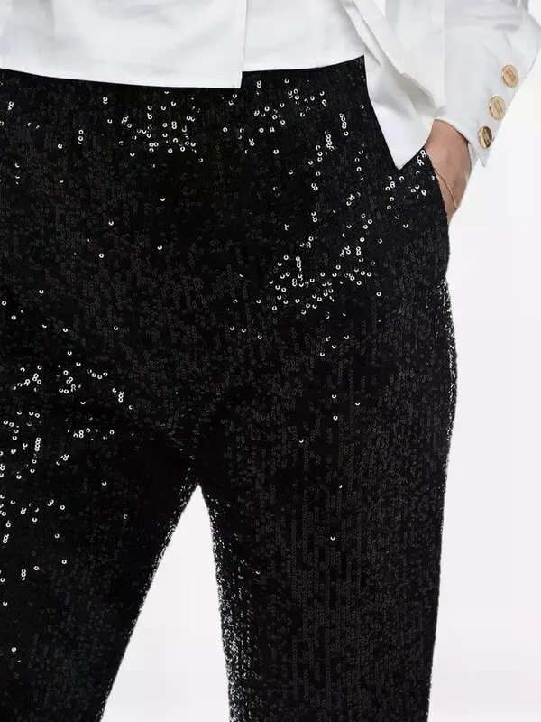 IN THE MOOD FOR LOVE Cropped Sequin Embellished Trousers