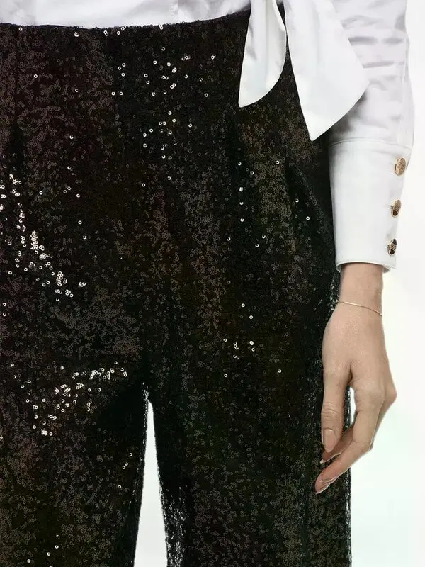 IN THE MOOD FOR LOVE Sequined Wide-leg Trousers