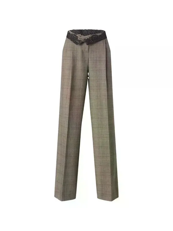 Pinko Plumeria Checked Wide-leg Trousers