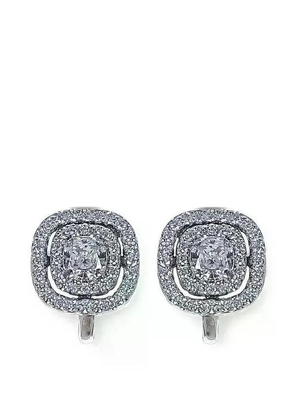 FANTASIA BY DESERIO Double-halo Earrings - Silver