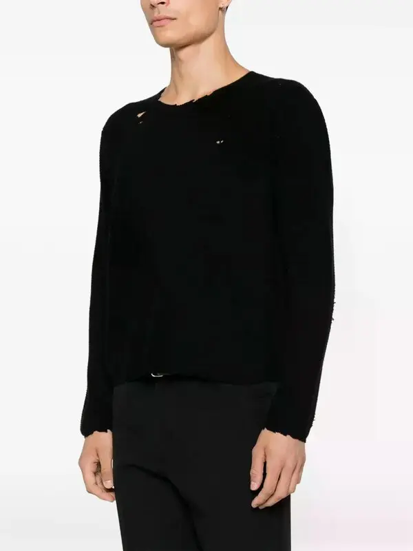 SECOND / LAYER Distressed Crew Neck Sweater