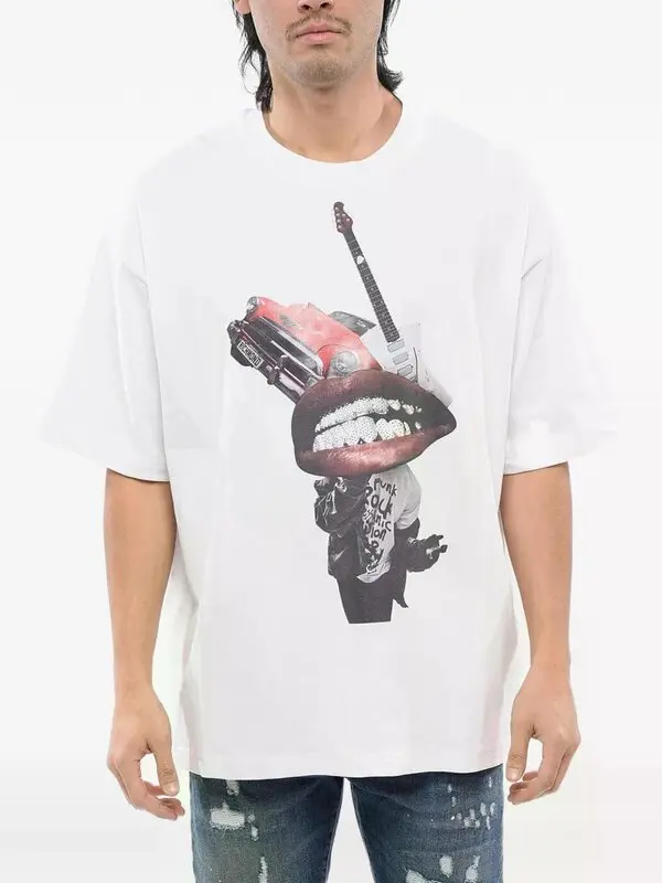 John Richmond Rhinestone-embellished Graphic-print T-shirt - White