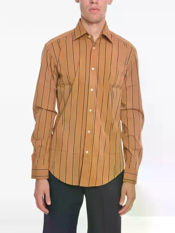 Brian Dales Striped Shirt - Brown