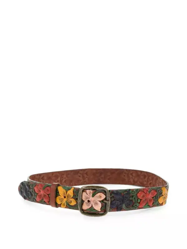 Dsquared2 Aloha Spirit Floral-design Leather Belt - Brown