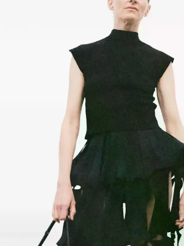 A.W.A.K.E. Mode Knitted High Neck Sleeveless Top - Black
