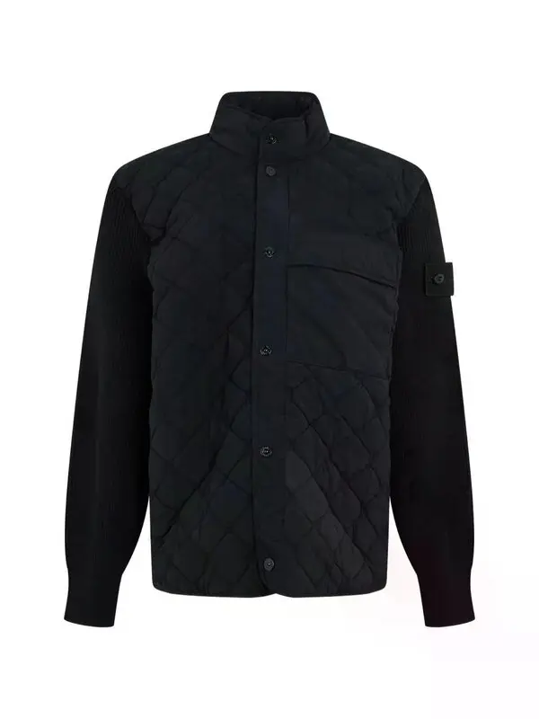 Stone Island Quilted Knitted-sleeve Jacket - Black