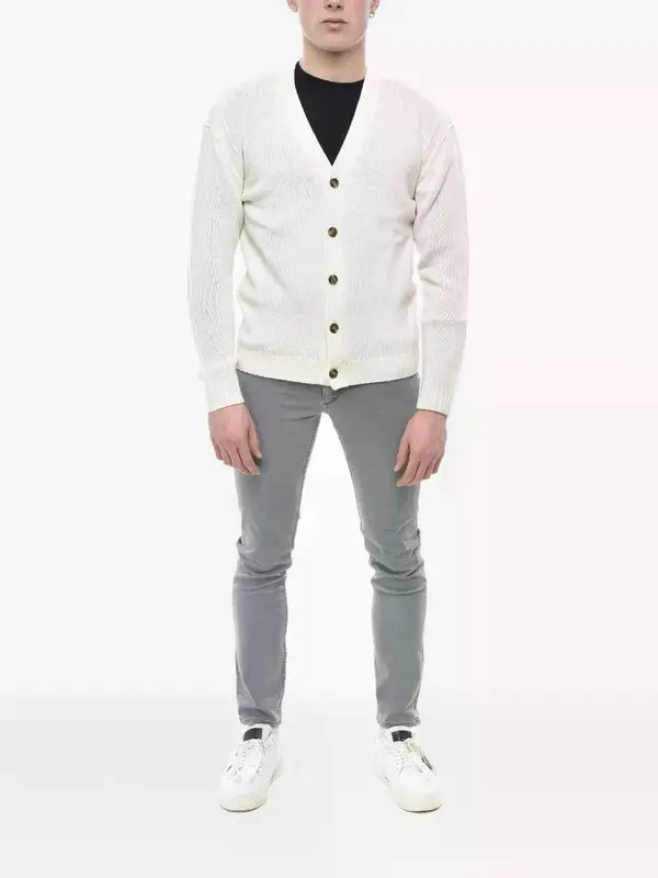 PAOLO PECORA V-neck Cardigan With White Elbow Patches