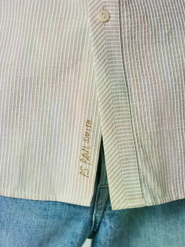 Paul Smith Regular-fit Taupe Textured-stripe Shirt