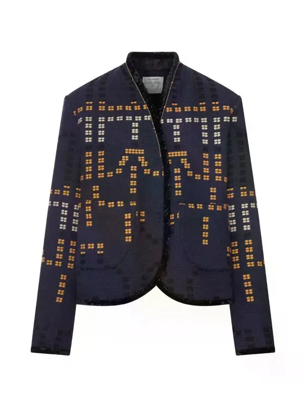 FORTE_FORTE Jacquard Velvet-trim Jacket - Blue