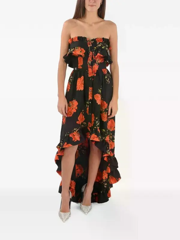 Philipp Plein Floral-print Ruffled Maxi Dress - Black
