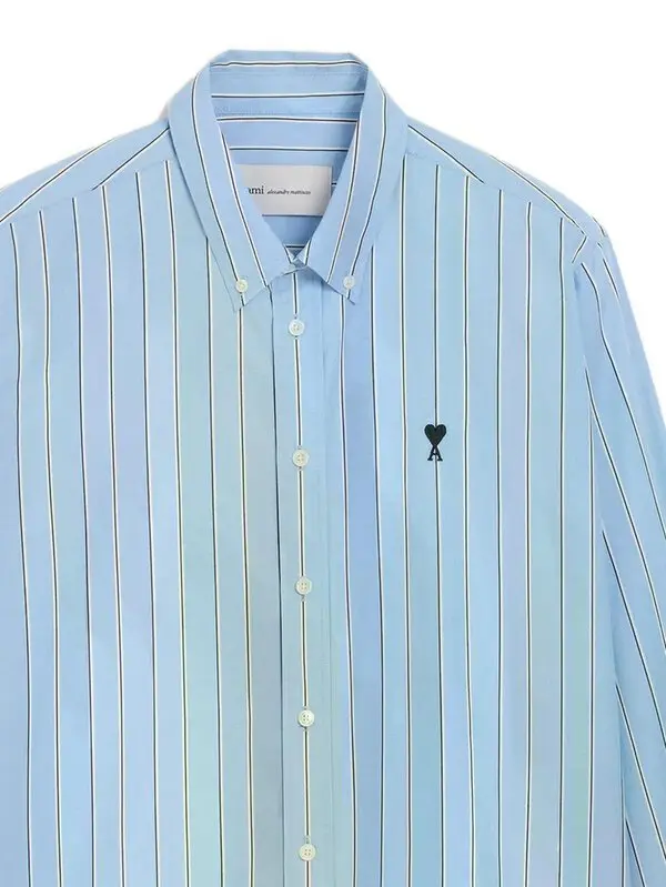 AMI Paris De Coeur Vertical-stripe Shirt