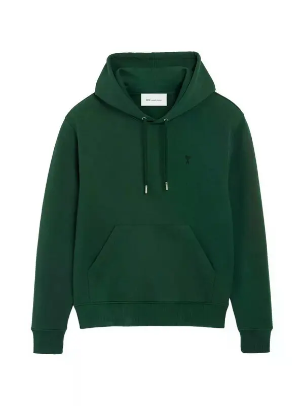 AMI Paris Cotton Hoodie With De Coeur - Green