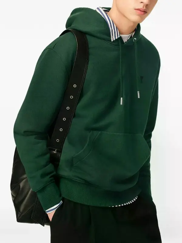 AMI Paris Cotton Hoodie With De Coeur Embroidery