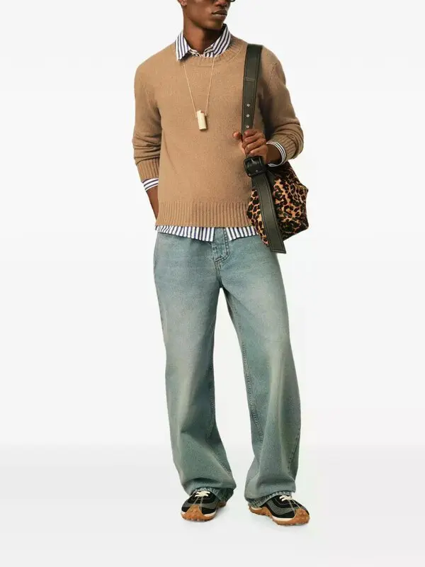 AMI Paris Crew-neck Cashmere Sweater With De Coeur