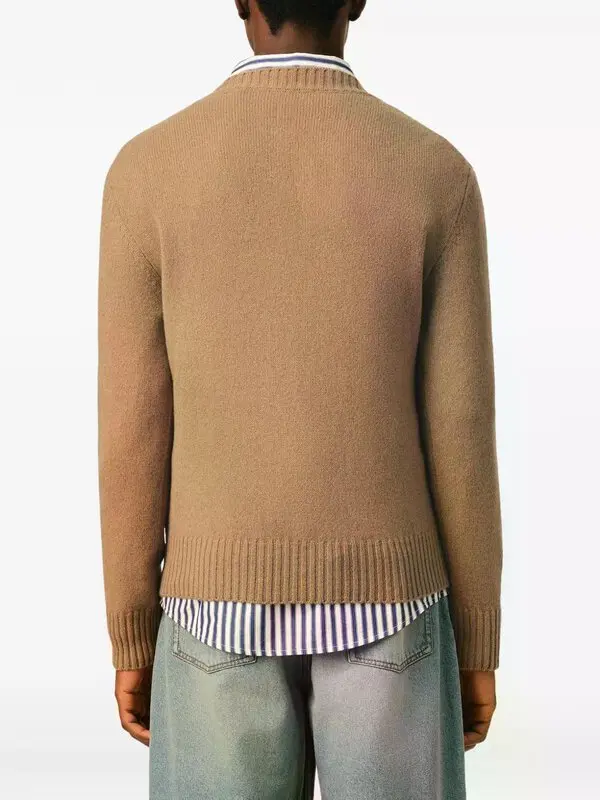 AMI Paris Crew-neck Cashmere Sweater With De Coeur