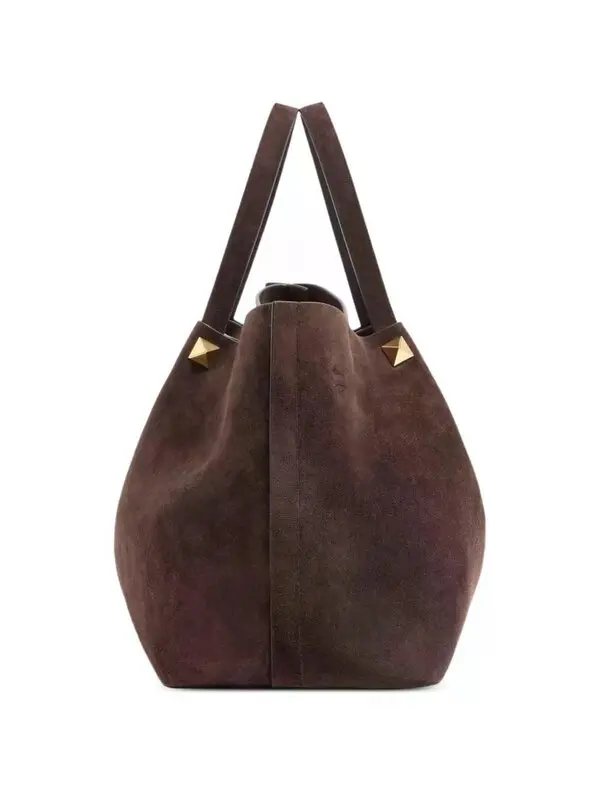 Valentino Garavani Large Shopping Bag In Soft Suede - Brown