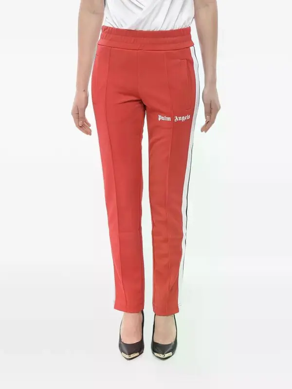 Palm Angels Logo Print Side Stripe Track Pants - Red