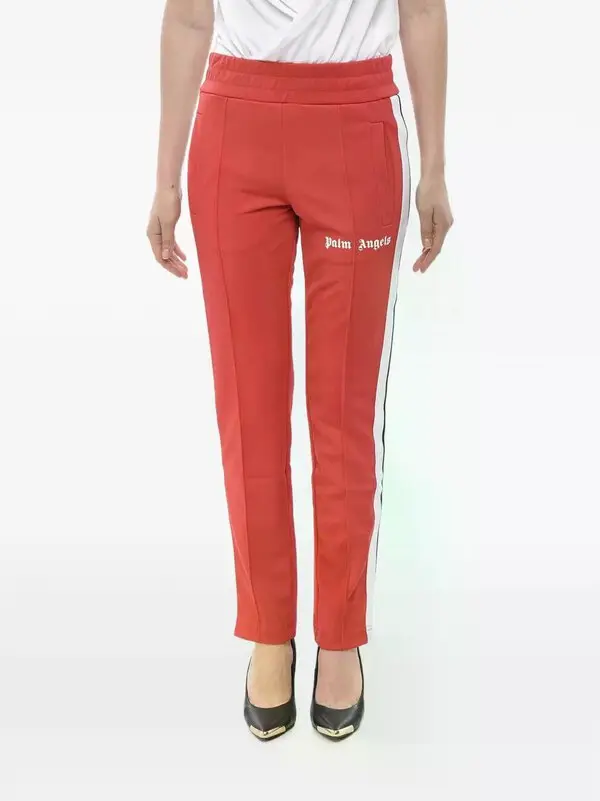 Palm Angels Logo Print Side Stripe Track Pants - Red