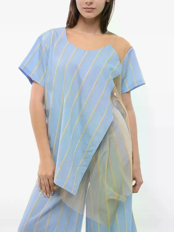 Viktor & Rolf Striped Blouse With Mesh Panelling - Blue