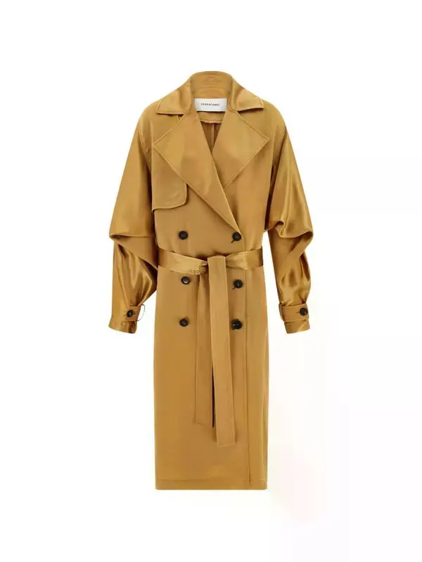 FERRAGAMO Satin Trench - Brown