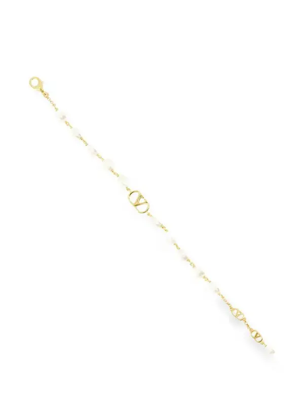 Valentino Garavani Vlogo Signature Faux Pearl Bracelet - Gold