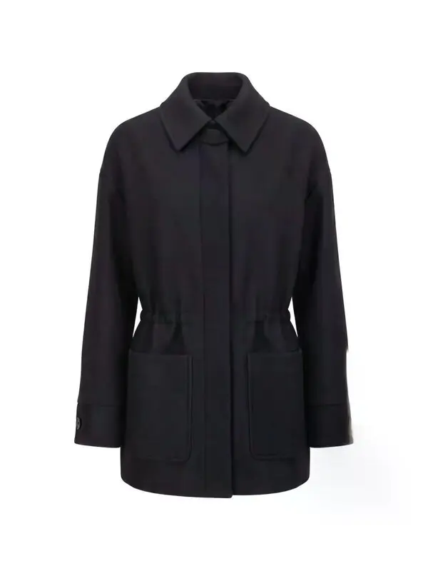Patrizia Pepe Drawstring Long-sleeve Coat - Black