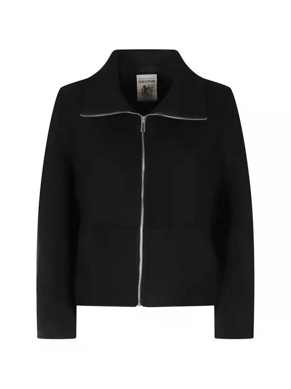 SEMICOUTURE Jeane Zip-up Button-detail Jacket - Black