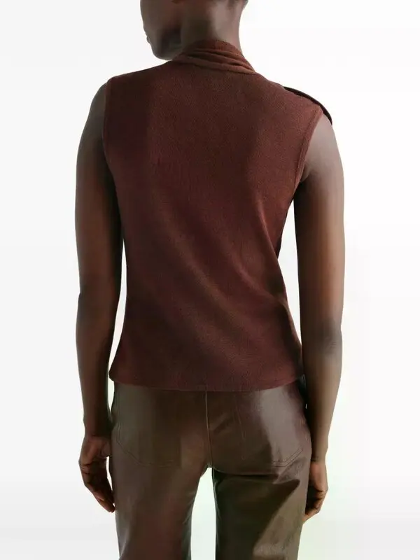 LEMAIRE Asymmetrical Merino Wool Blend Cardigan - Brown