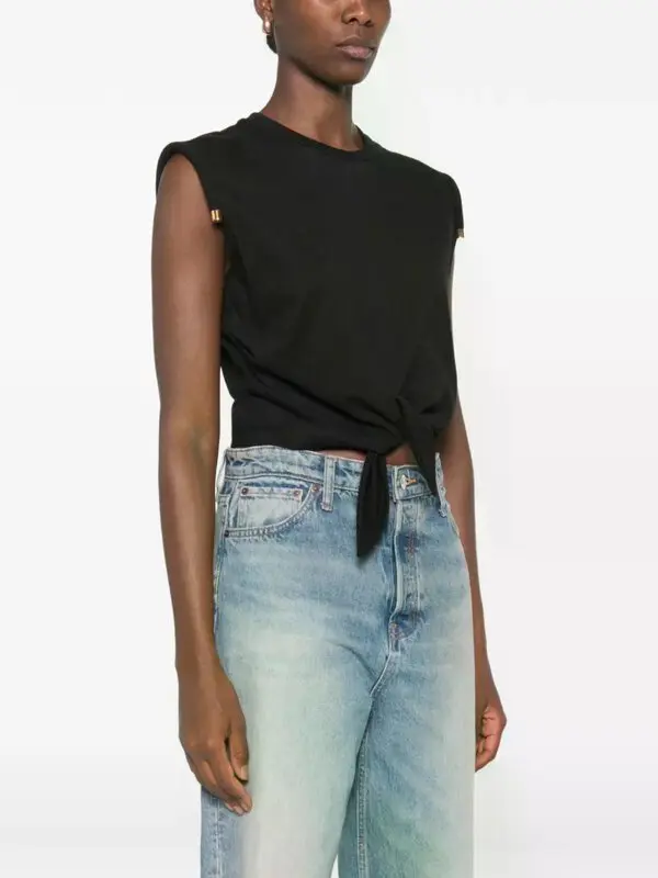 Elisabetta Franchi Knot Detail Cropped T-shirt - Black