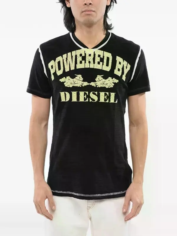 DIESEL® Logo-print Slub-cotton T-shirt - Black