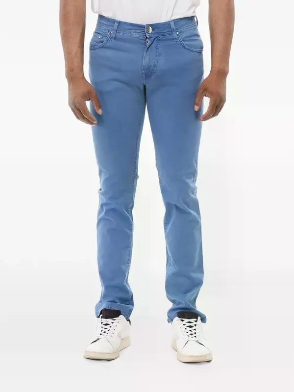 Corneliani Embroidered Cotton Jeans - Blue