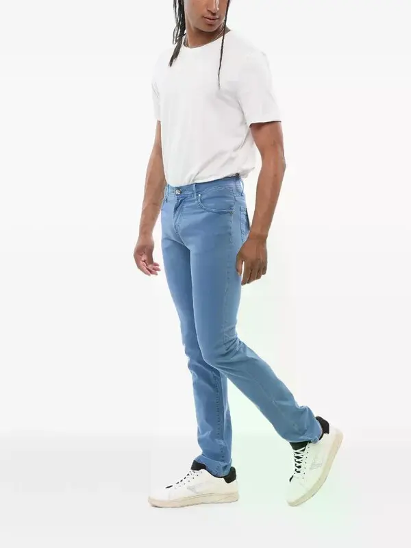 Corneliani Embroidered Cotton Jeans - Blue