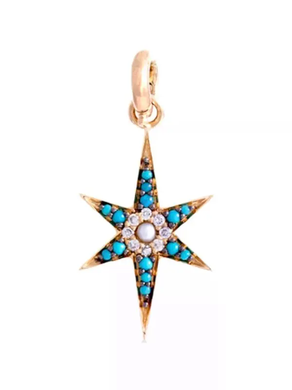 STORROW JEWELRY Turquoise And Pearl Charm Necklace - Gold