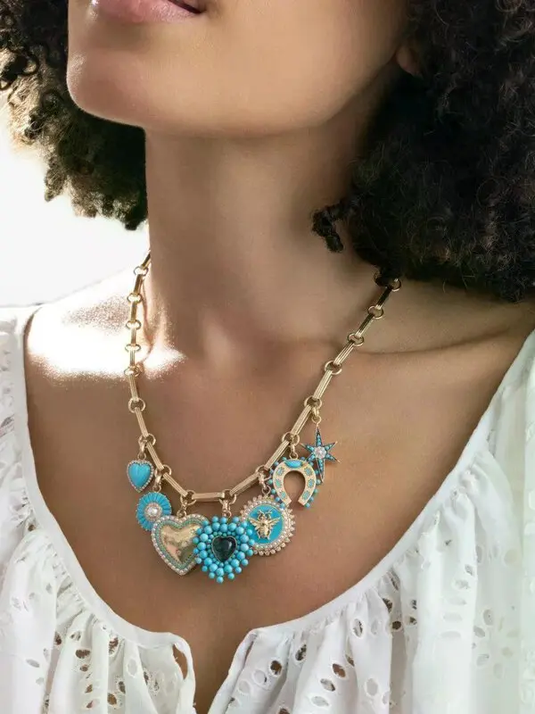 STORROW JEWELRY Turquoise And Pearl Charm Necklace