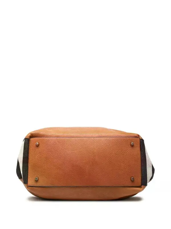 Burberry Leather And House Check Canvas Maidstone Satchel