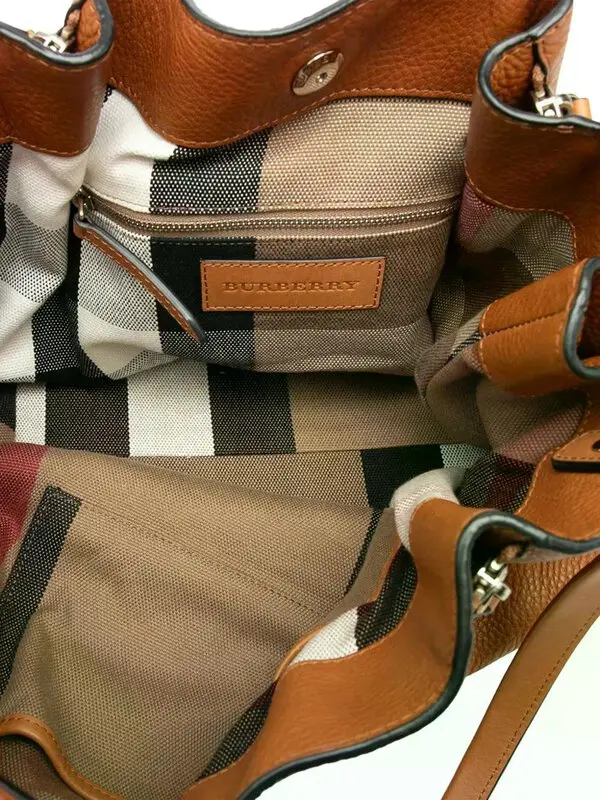 Burberry Leather And House Check Canvas Maidstone Satchel