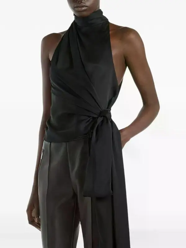 Balmain Open-back Silk-chiffon Top - Black