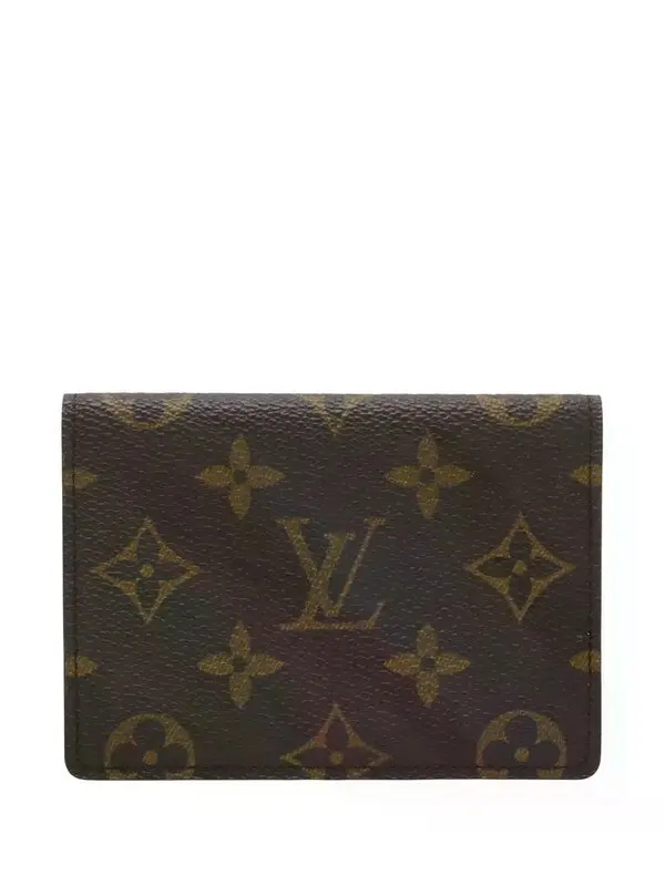LOUIS VUITTON 1994 Monogram Porte 2 Cartes Vertical Card Holder - Brown