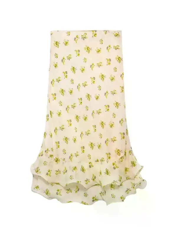 Dorothee Schumacher Airy Daydream Midi Skirt With Ruffled Hem - Neutrals