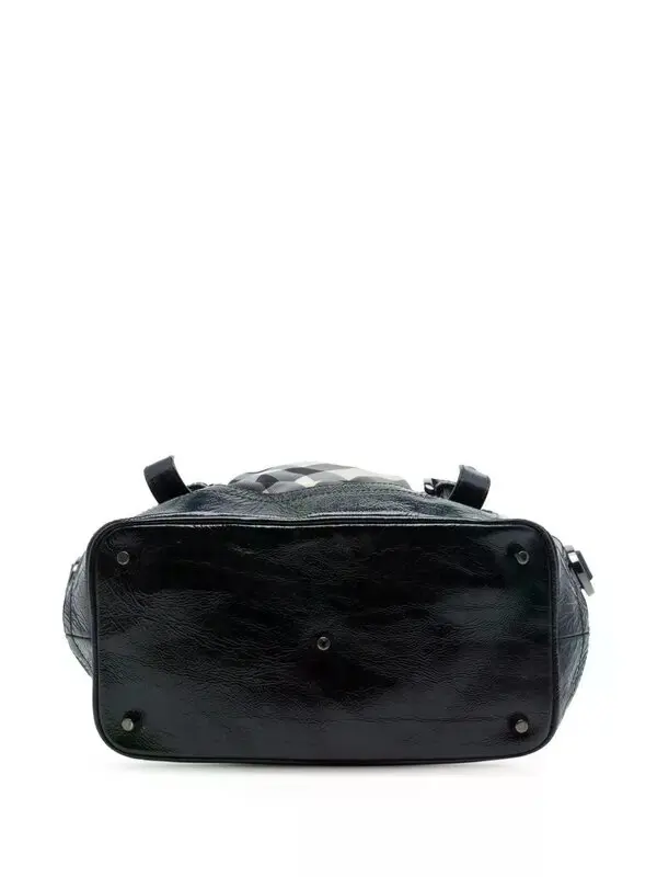Burberry Beat Check Nylon And Patent Leather Lowry Satchel