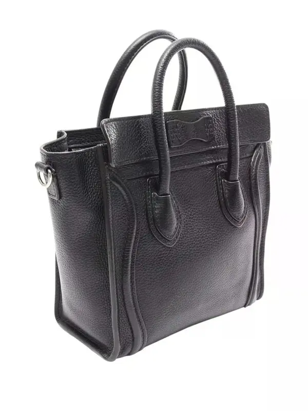 Celine Nano Luggage Tote Bag In Drummed Calfskin - Black