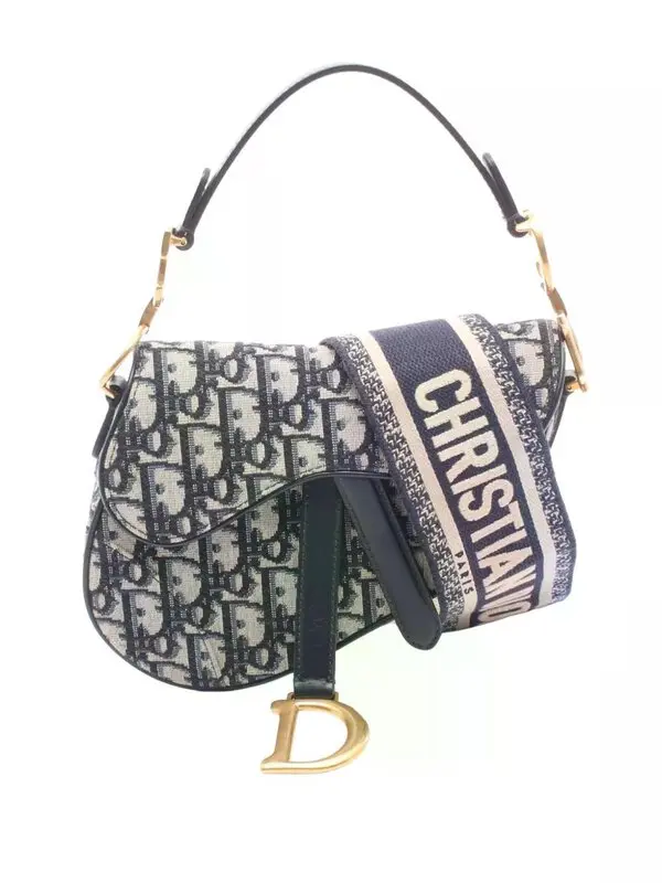 Dior Mini Saddle Bag In Oblique Canvas - Blue