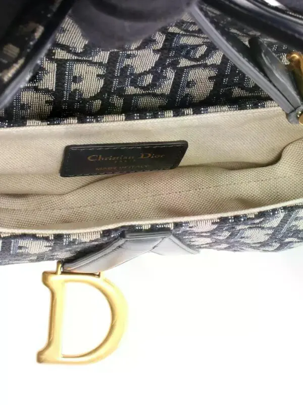 Dior Mini Saddle Bag In Oblique Canvas - Blue