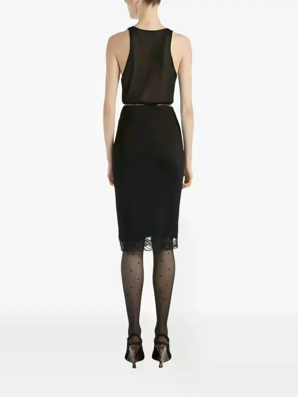 Balmain Knit Midi Skirt With Lace Trim